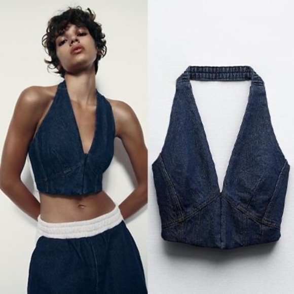 Zara | Tops | Nwt Zara Mixed Denim Corset Top S | Poshmark